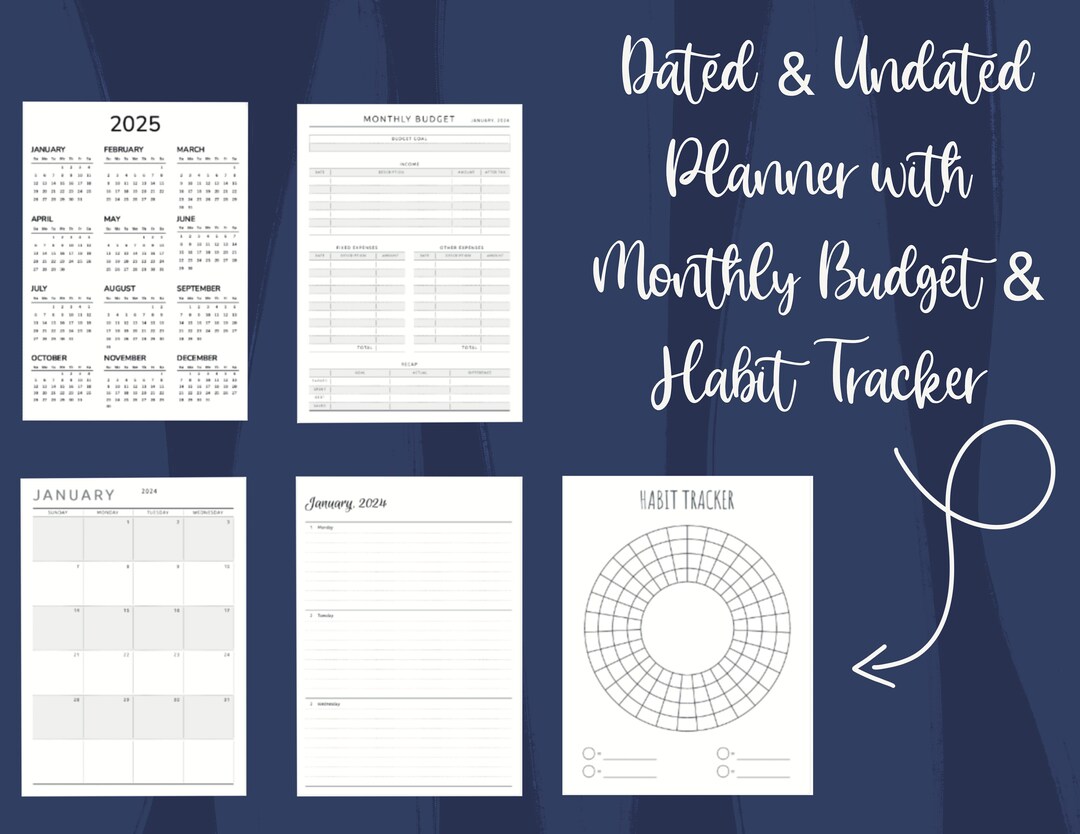 Undated Monthly Planner Binder Refill - Etsy