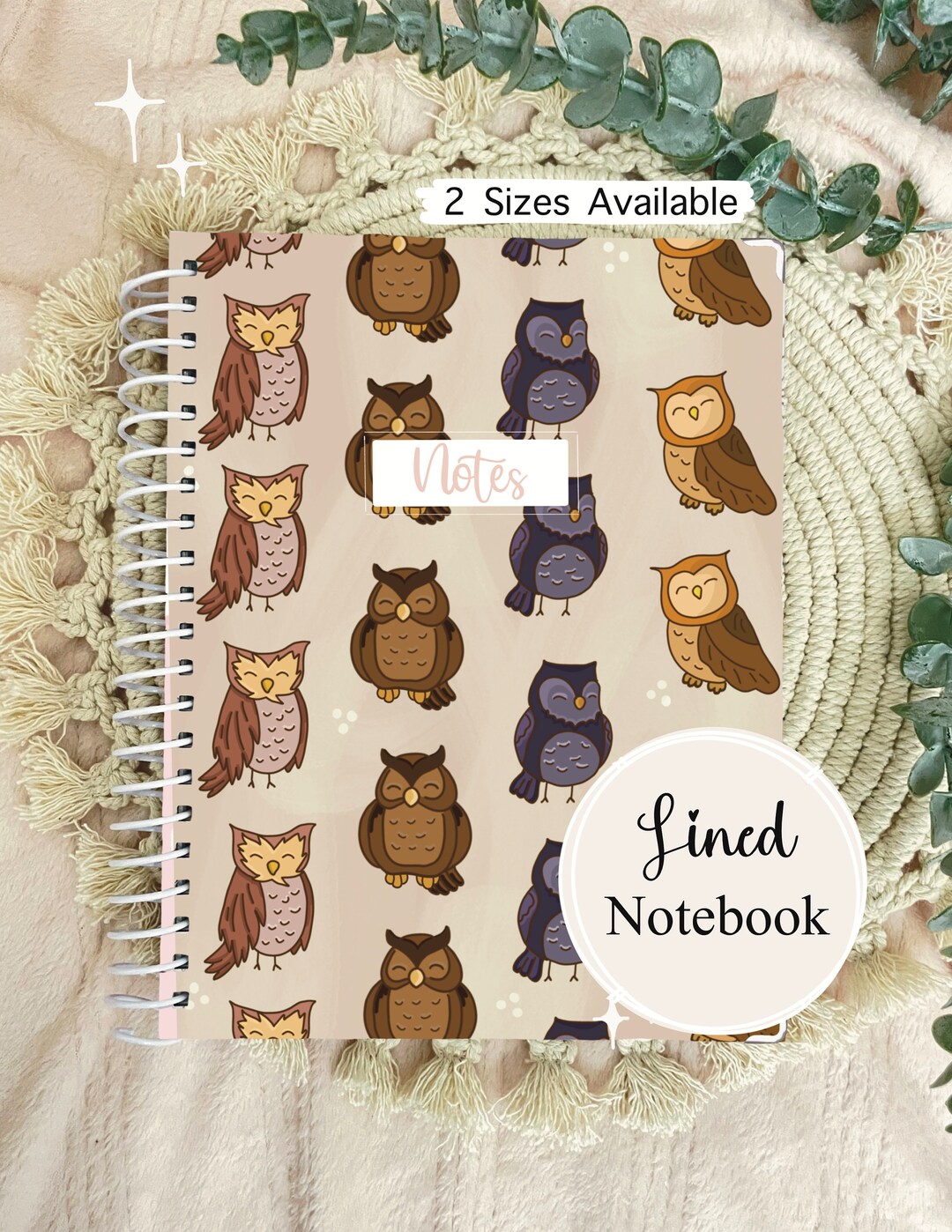 Spiral Bound Lined Notebook Glossy Cover Owls - Etsy