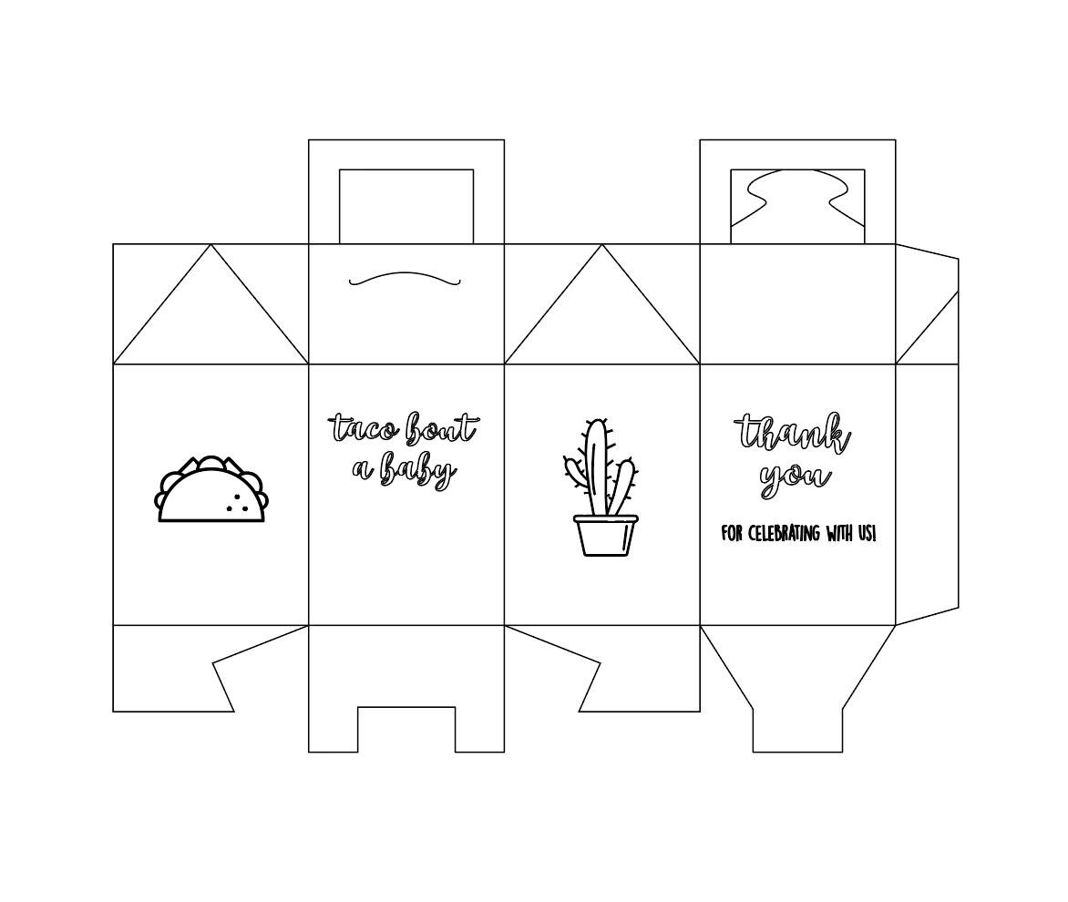 Taco About A Baby Party Favor Box Template | SVG, PDF, Laser Cutter ...