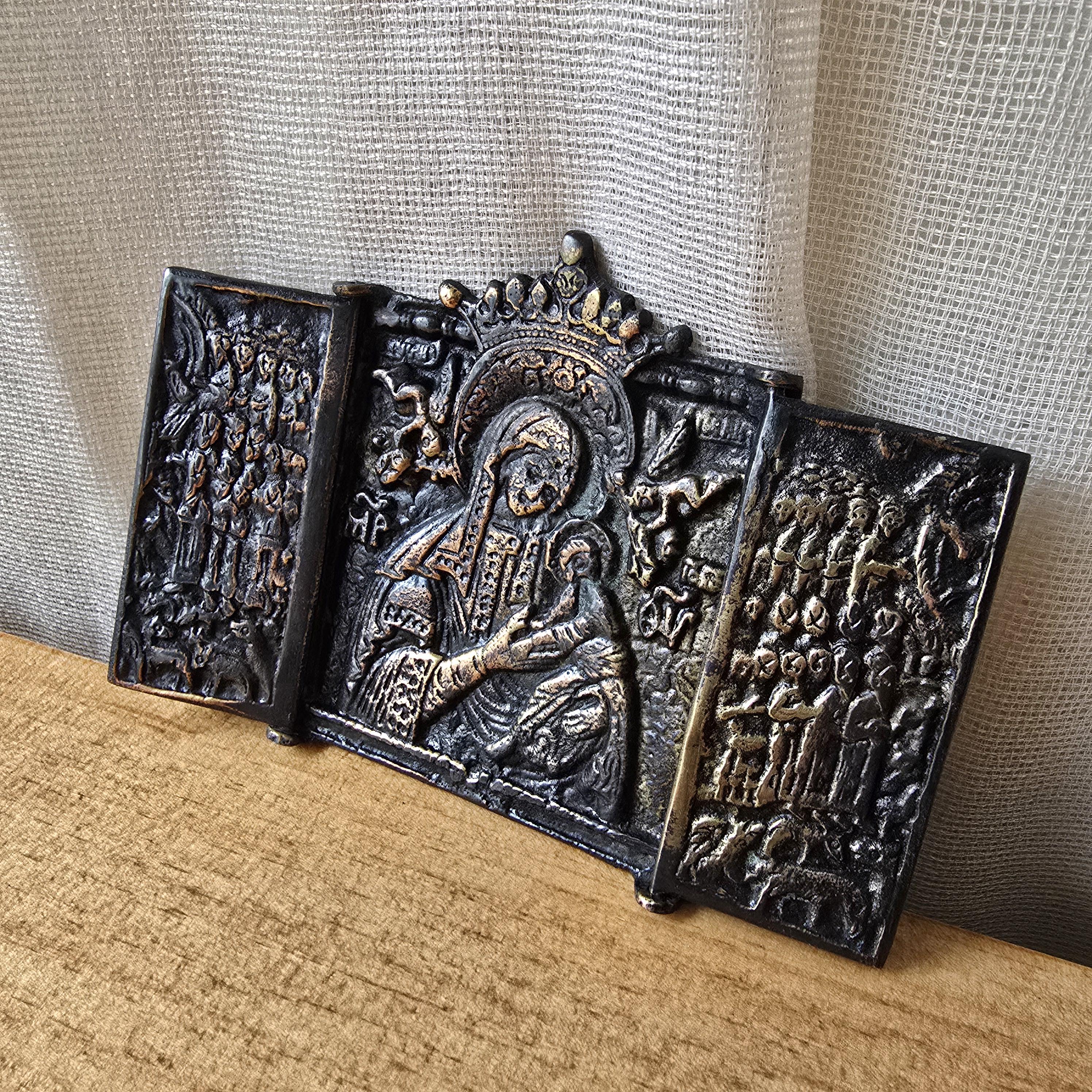 Antique Russian Orthodox Christian Triptych Altarpiece Rare, Virgin ...