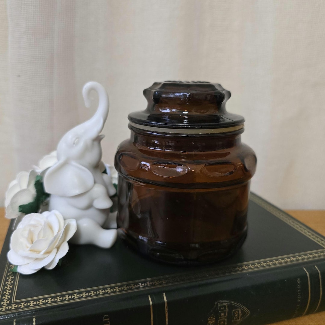1970s Amber Glass Cremora Canister With Lid, Vintage Kitchen Storage ...