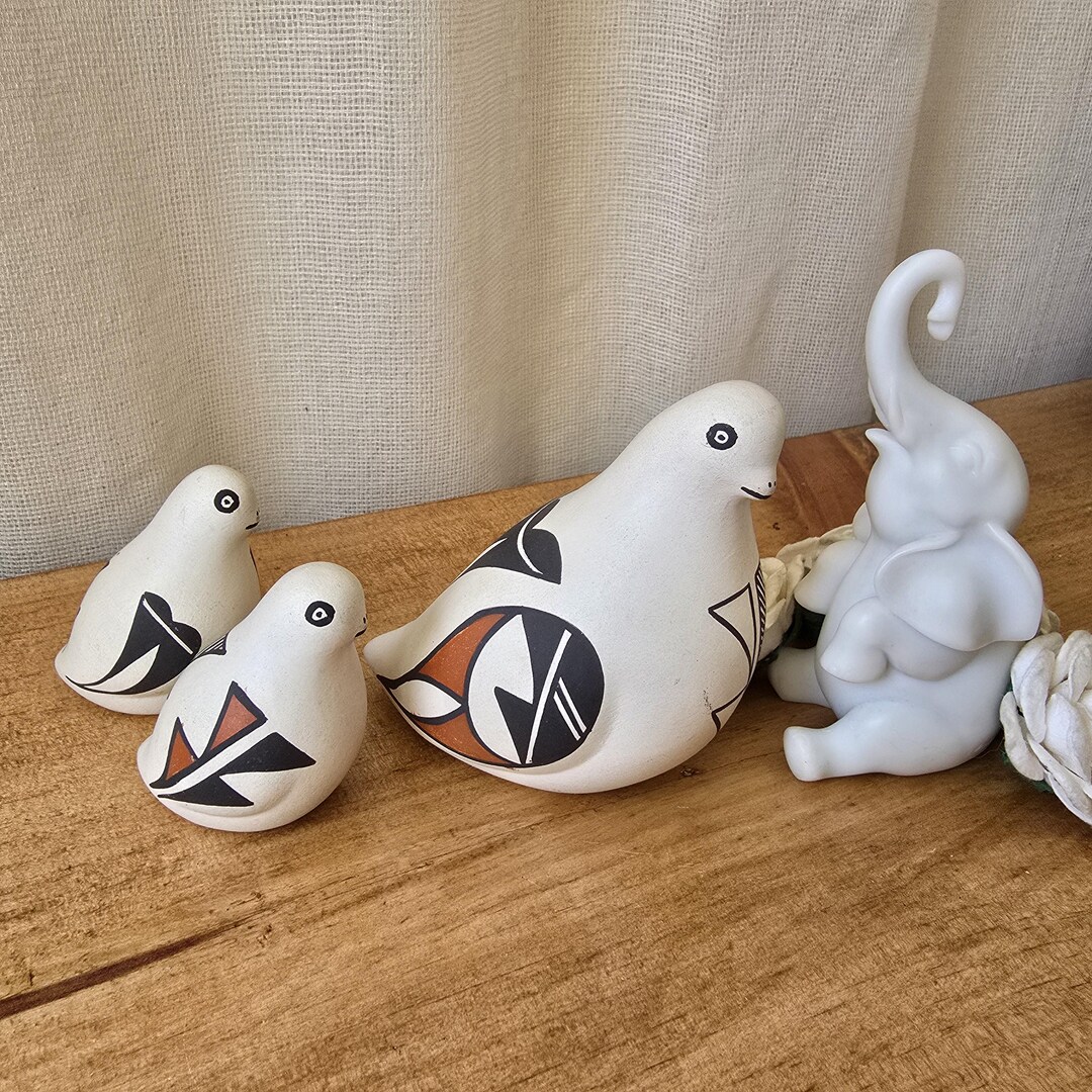 Acoma Ceramic Bird Trio, Bohemian Southwest Home Decor, Rustic ...