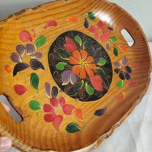 Mexican Batea Floral Bowl, Handpainted Folk Art Wood Dish, Decorative ...