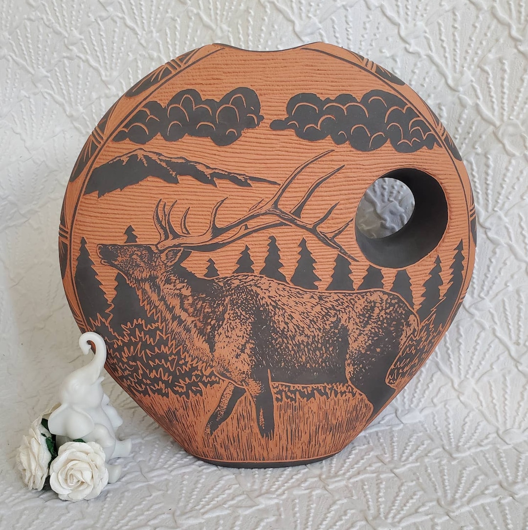 Benton Yazzie Navajo Pottery, Incised Moon Vase Native American Pottery ...