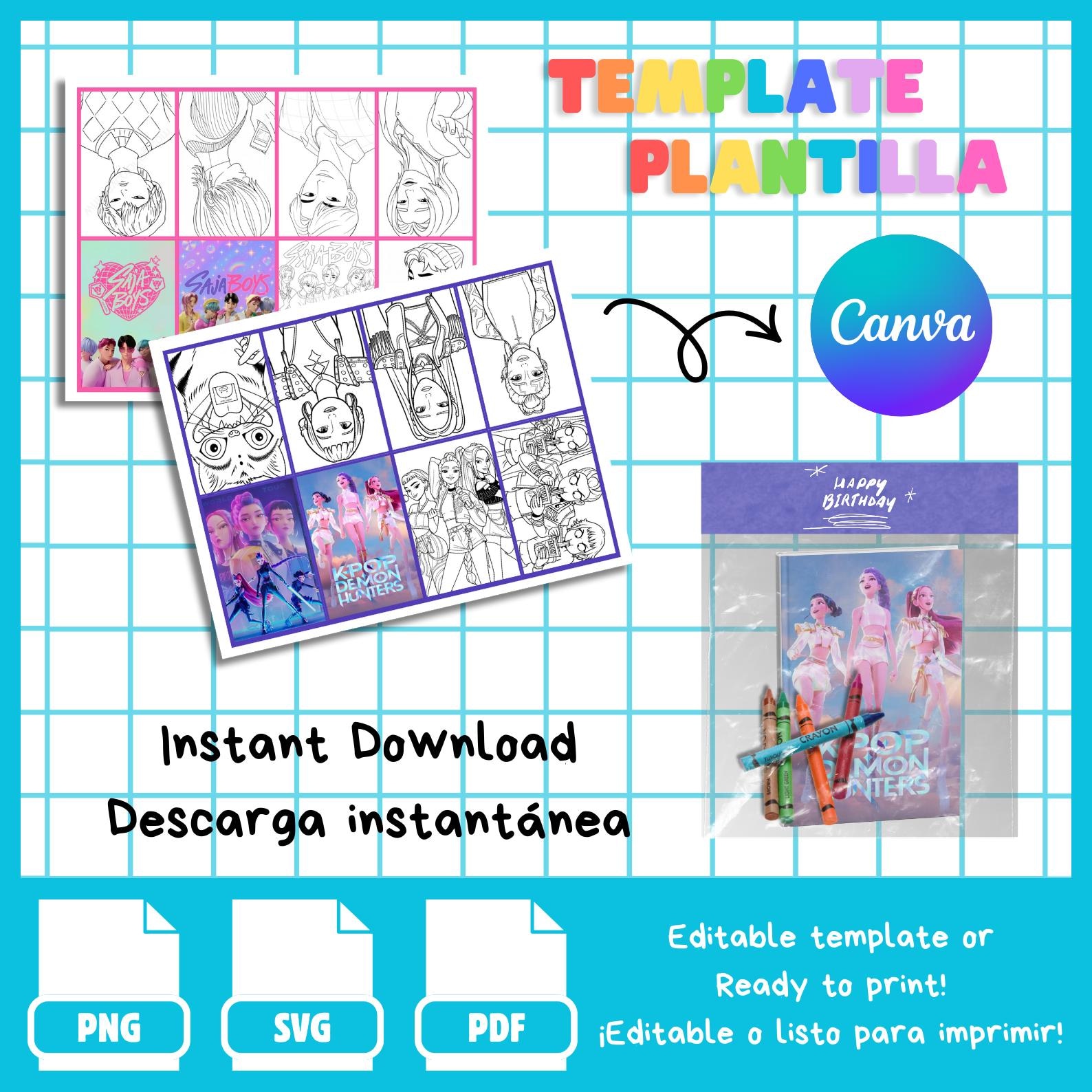 Kpop Demon Hunter Mini Coloring Book Template / DIY Kpop Demon Hunter ...
