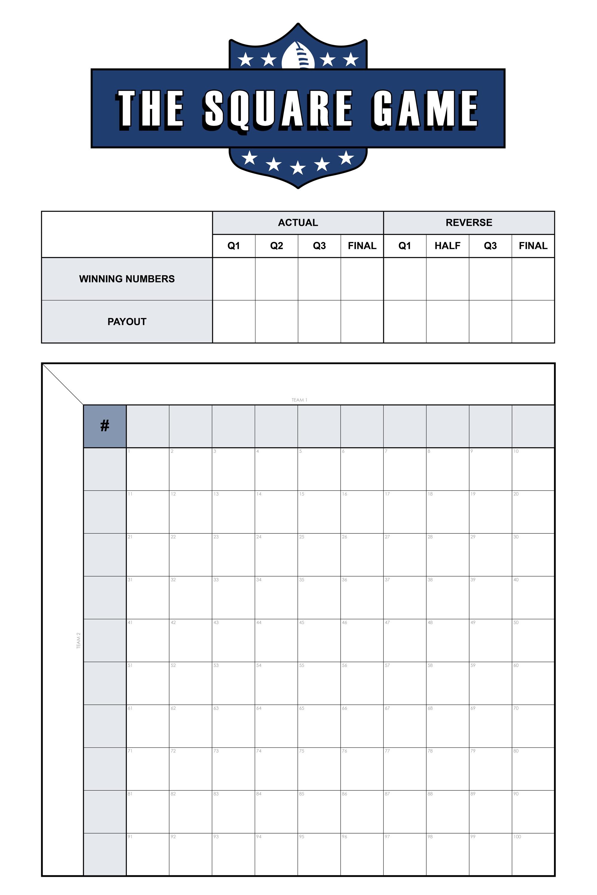 Football - Squares Game - the Big Game - Super - Bowl - Etsy