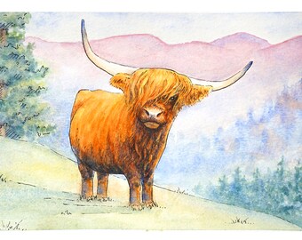 Hairy Coo Painting - Etsy UK