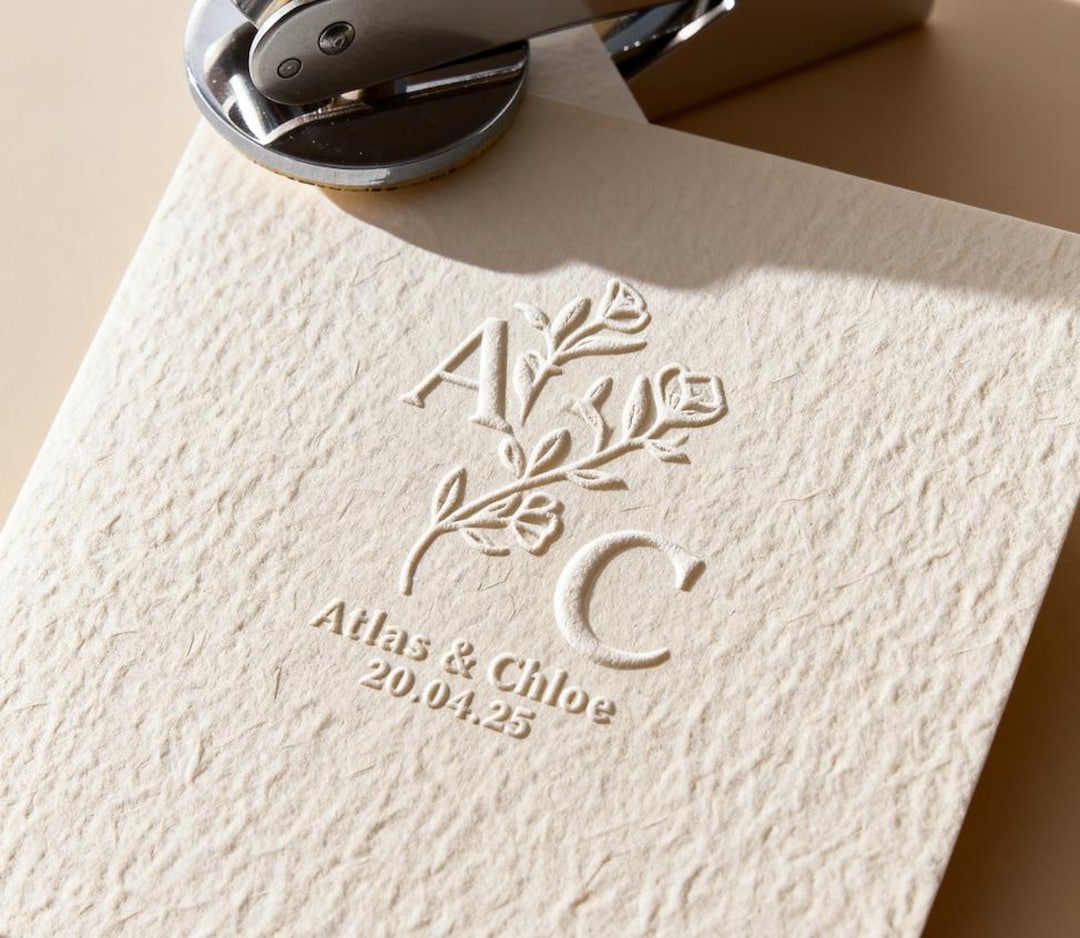 WEDDING INVITATION EMBOSSER – Custom Monogram Design, Bride & Groom ...
