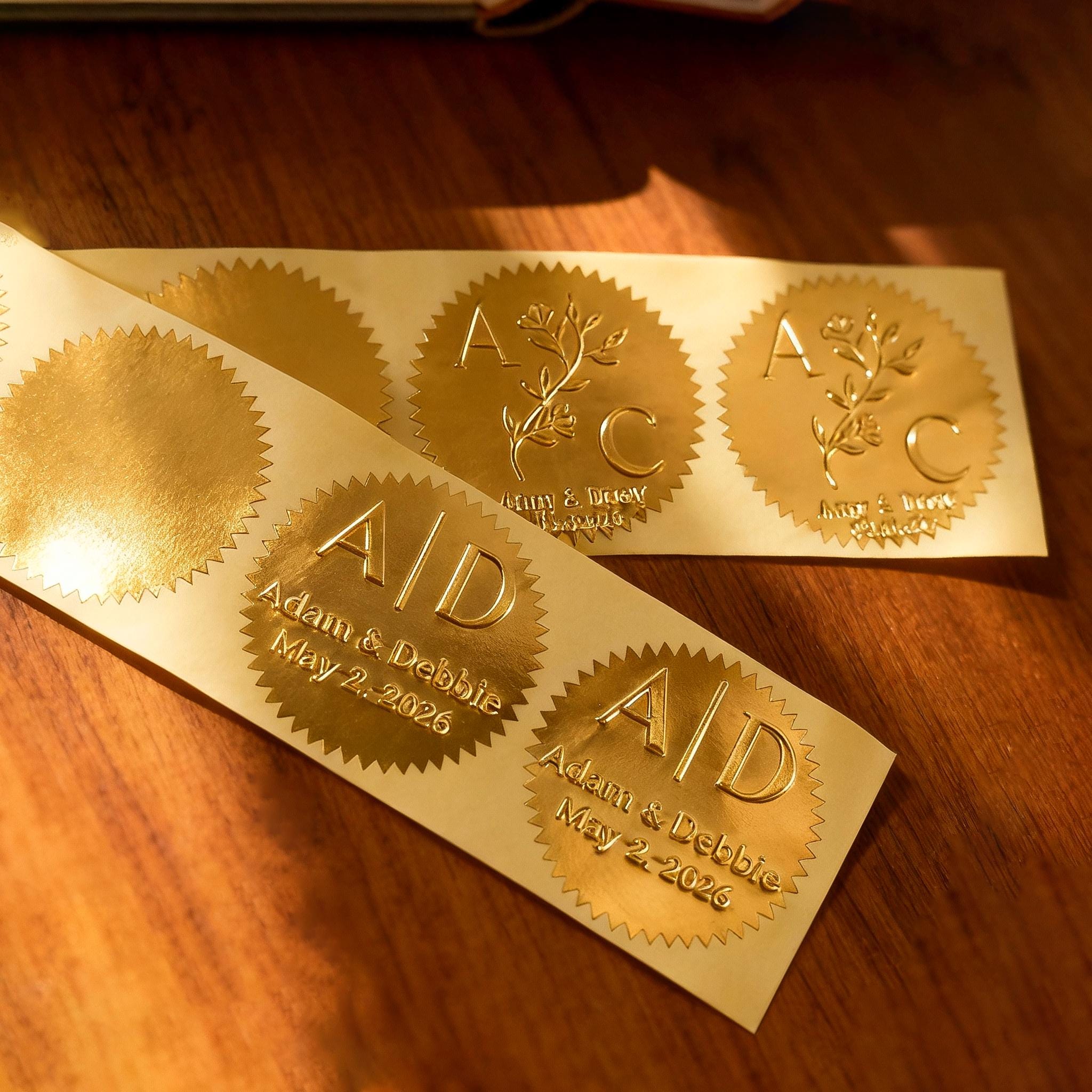 Elegant Gold & Silver Embossing Stickers | 45mm Foil Seal Labels for ...