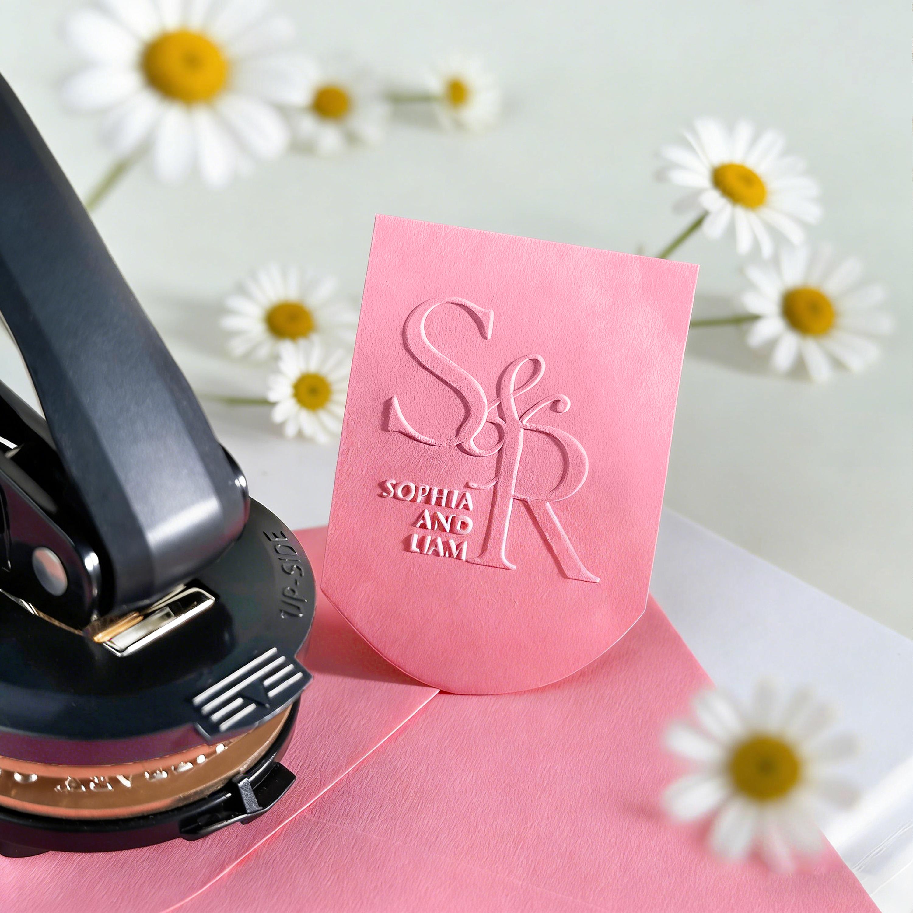 Custom Wedding Embosser Stamp, Personalized Monogram Embosser ...