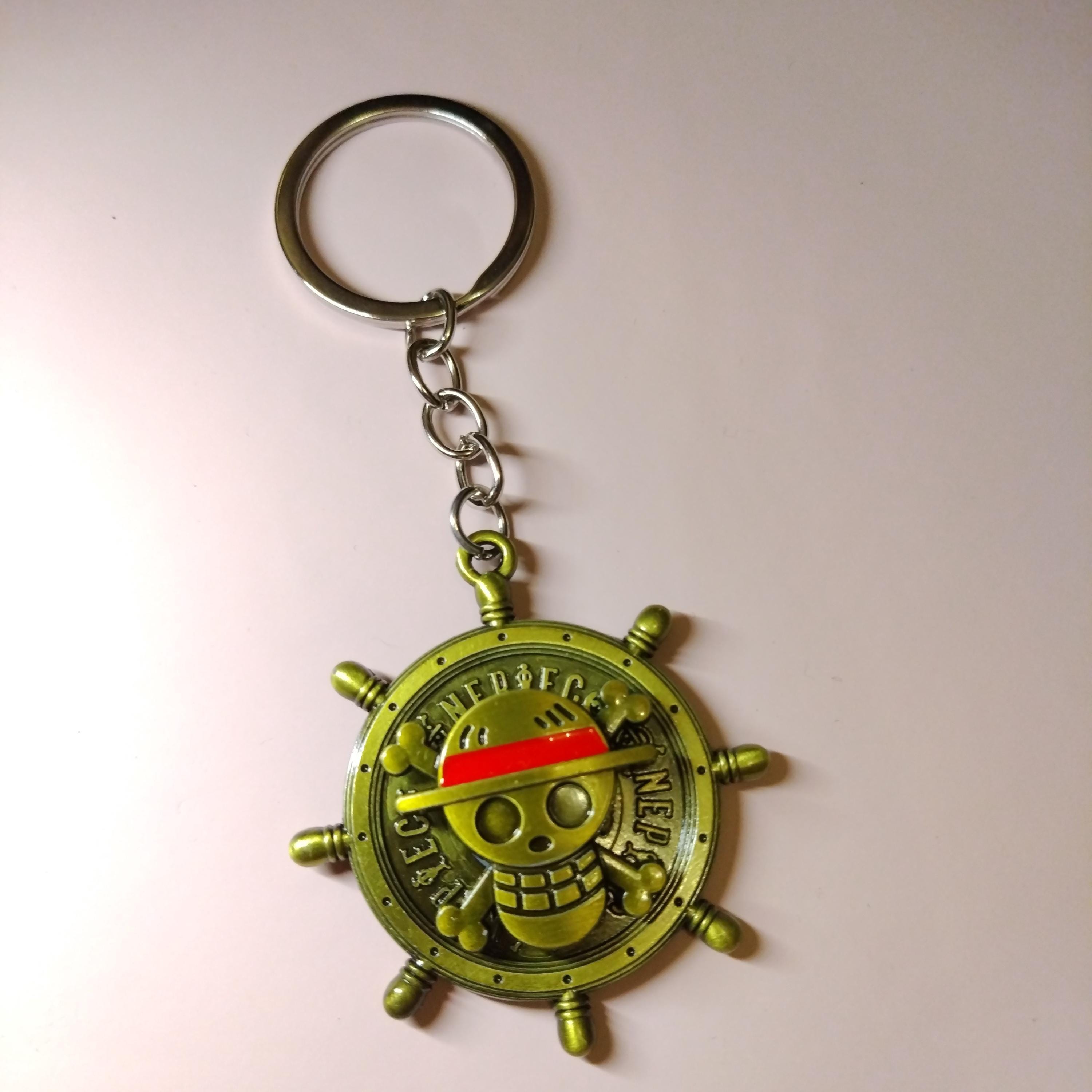 Anime One Piece Straw Hat Pirates Jolly Roger Rotating Skull Keyring - Etsy