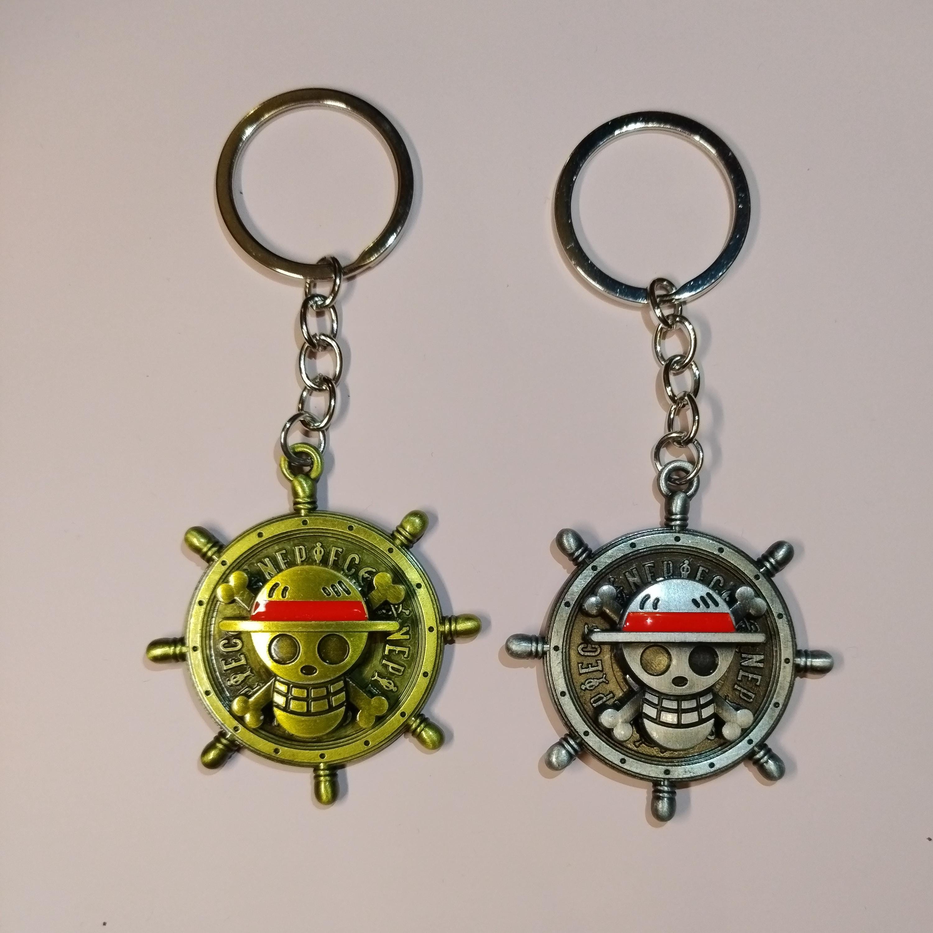 Anime One Piece Straw Hat Pirates Jolly Roger Rotating Skull Keyring - Etsy