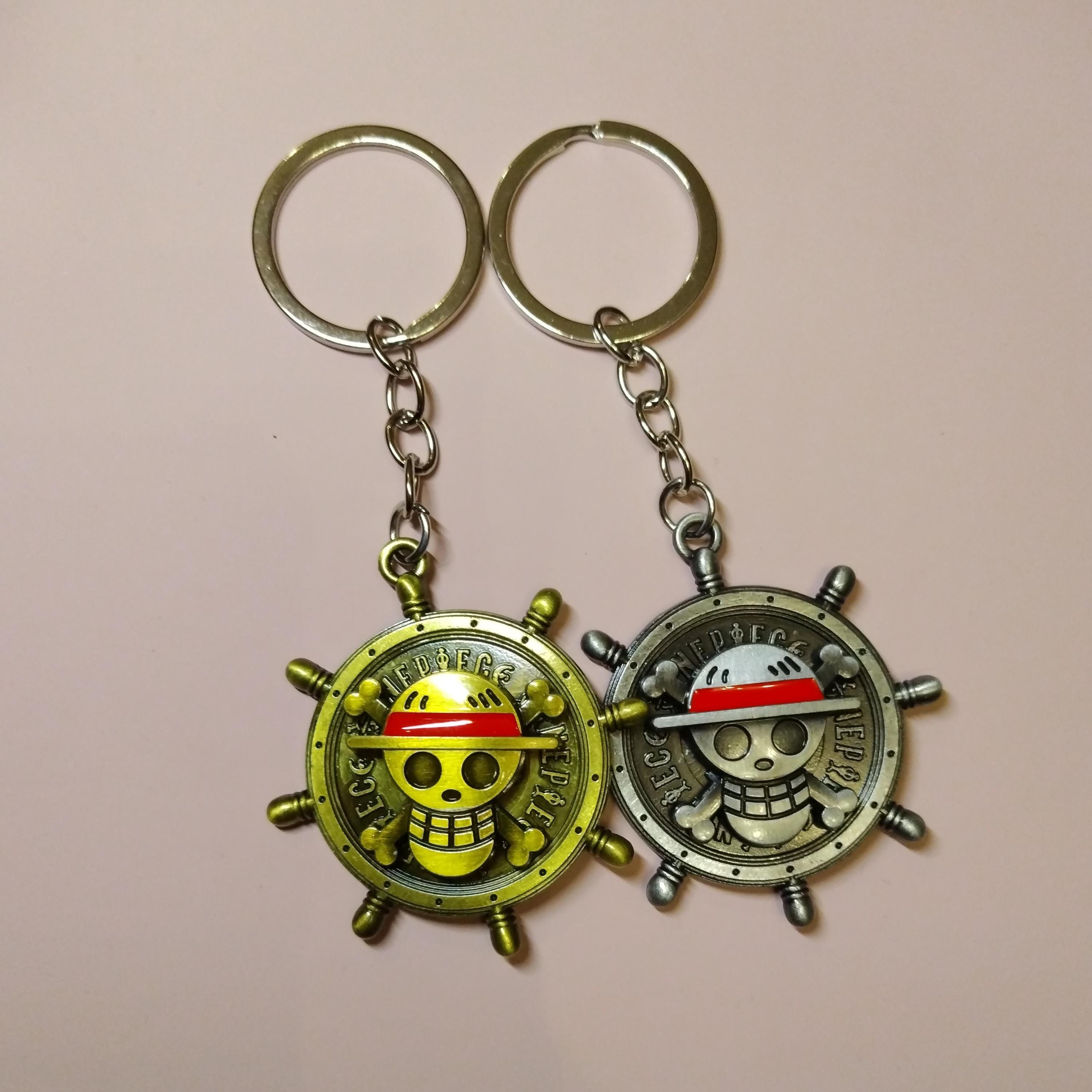 Anime One Piece Straw Hat Pirates Jolly Roger Rotating Skull Keyring - Etsy