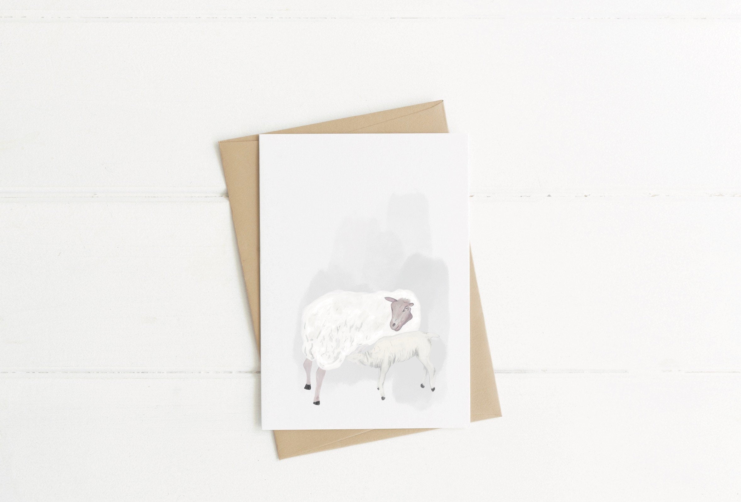 Illustrated Ewe and Lamb Card | Blank A6 Sheep Greeting Card - Etsy UK