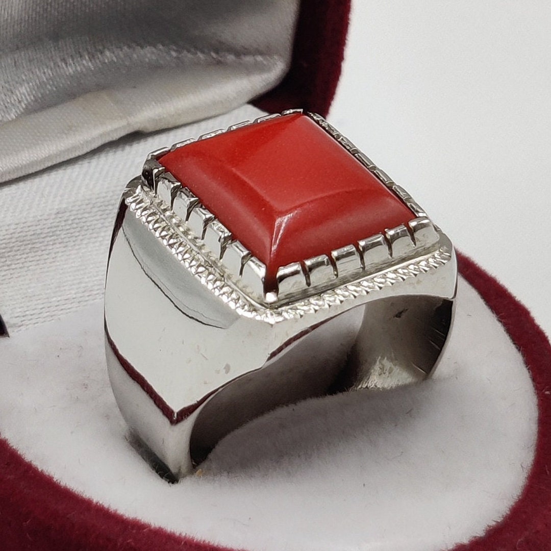 Handmade 925 Sterling Silver Coral Marjan Ring - Etsy