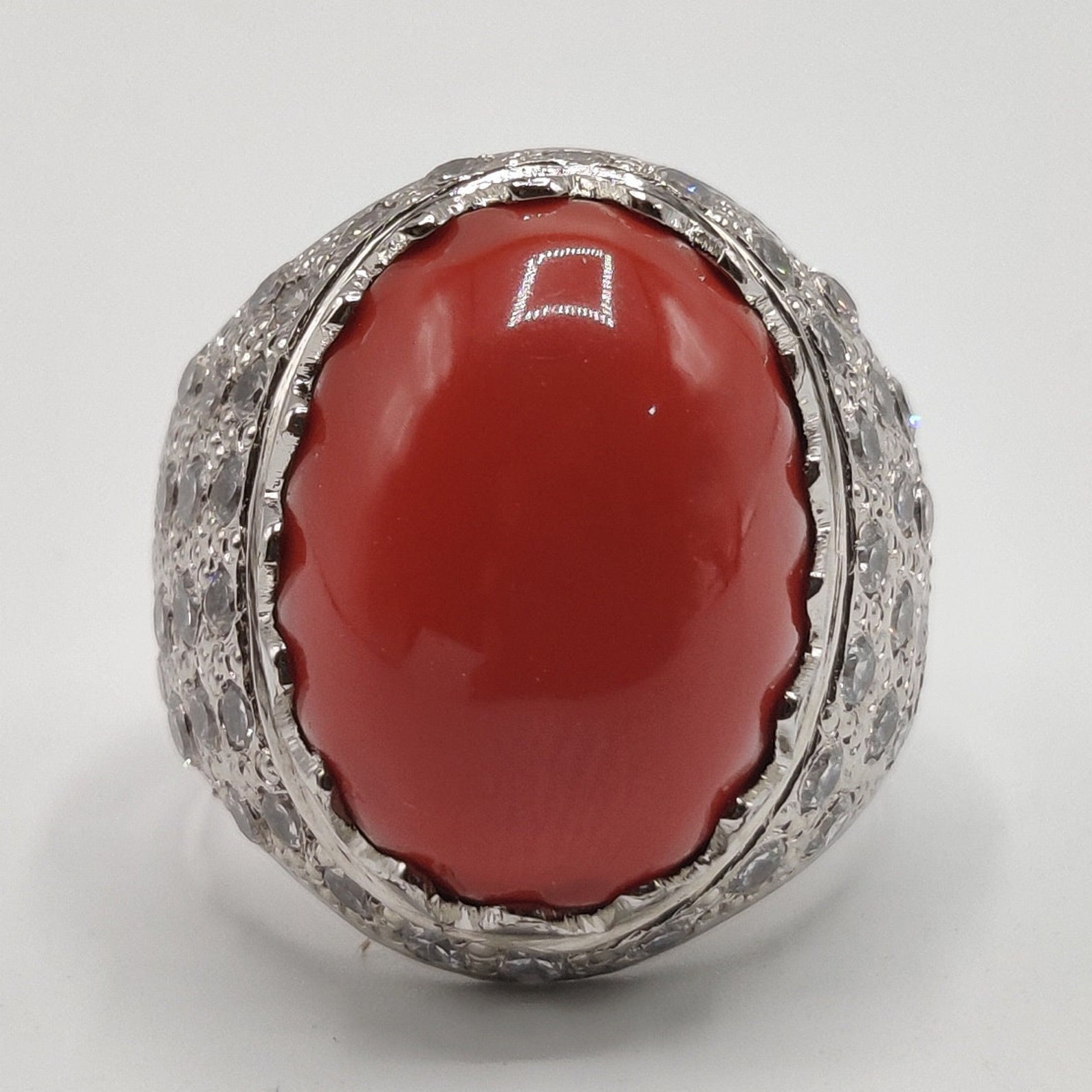 Beautiful Design Men and Women Coral Marjan Ring, 925 Sterling Silver ...