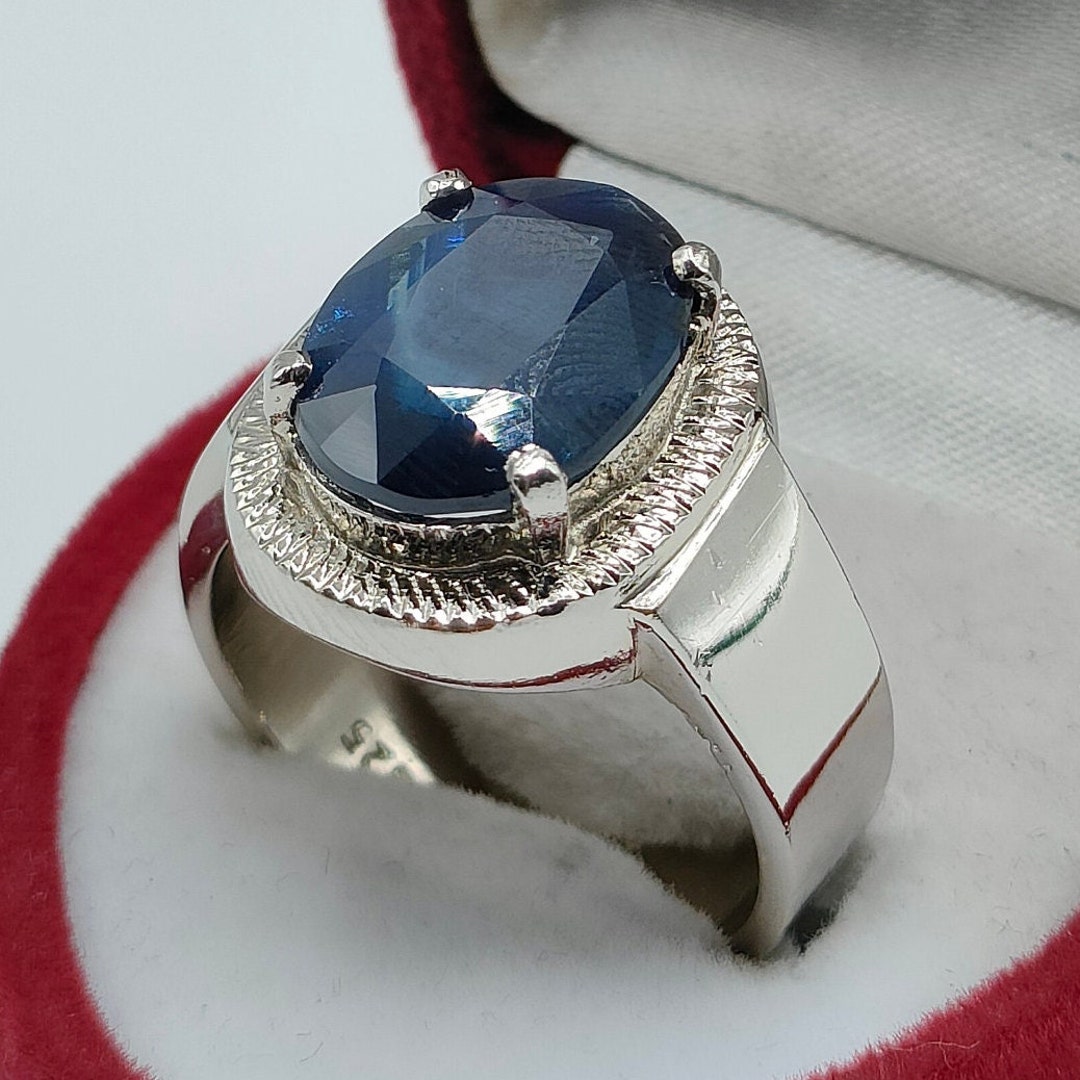 Natural Ceylon Color African Blue Sapphire Neelam Nelam Stone Ring, for ...