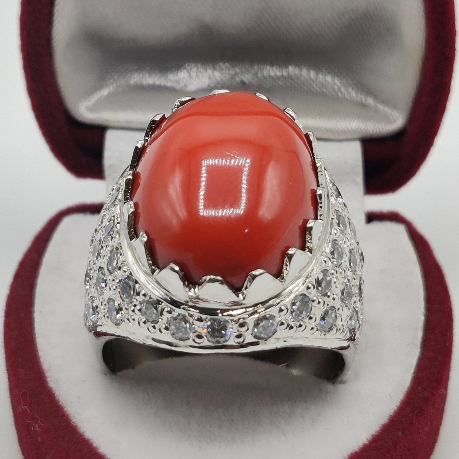 Beautiful Design Men and Women Coral Marjan Ring, 925 Sterling Silver ...