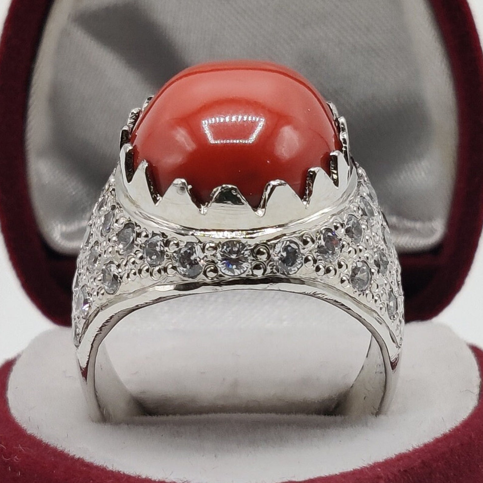 Beautiful Design Men and Women Coral Marjan Ring, 925 Sterling Silver ...