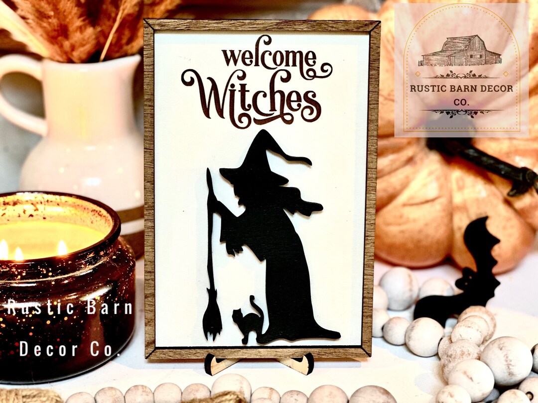 Welcome Witches Sign, Halloween Framed, Fun Halloween Sign , Fall Decor ...