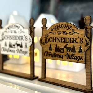 Personalized Christmas Village Sign, Welcome to Our Village Sign ...