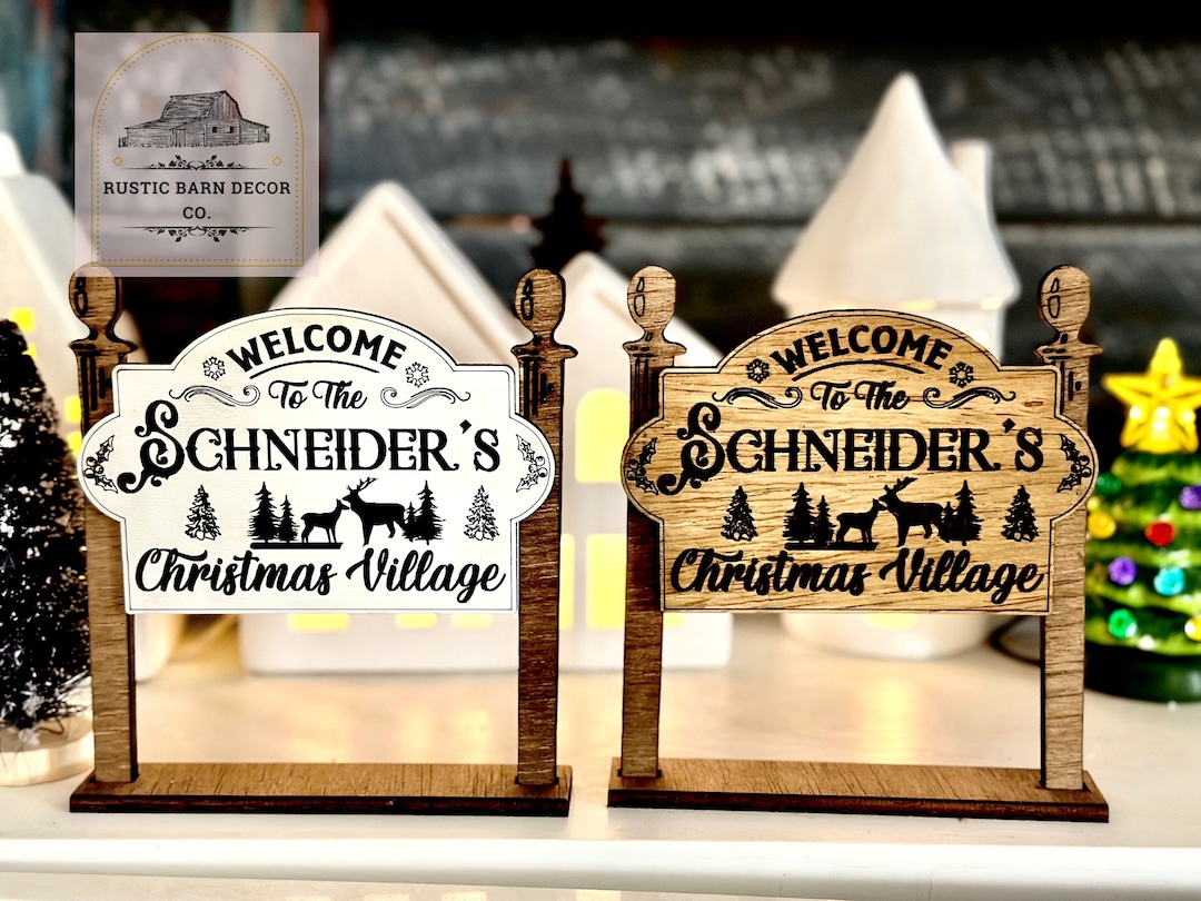 Personalized Christmas Village Sign, Welcome to Our Village Sign ...