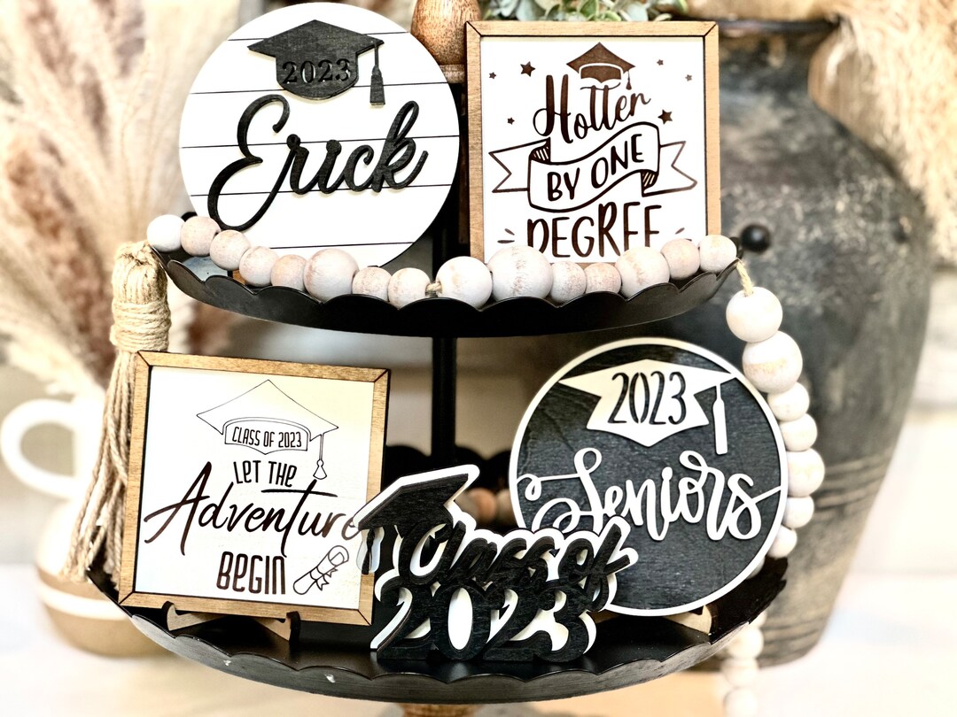 Graduation Party Decor Tiered Tray Centerpiece Signs,personalized Class ...