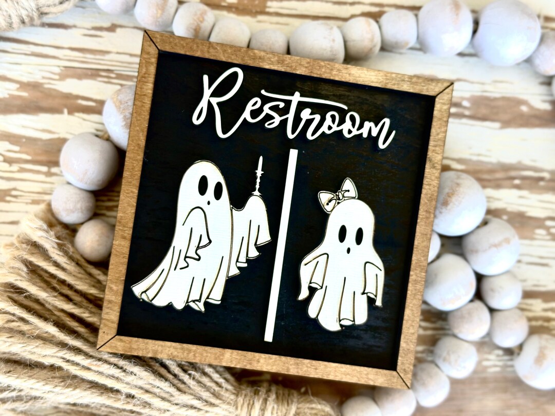 Halloween Decor | Restrooms Sign | Horror | Bathroom Ghost Sign ...