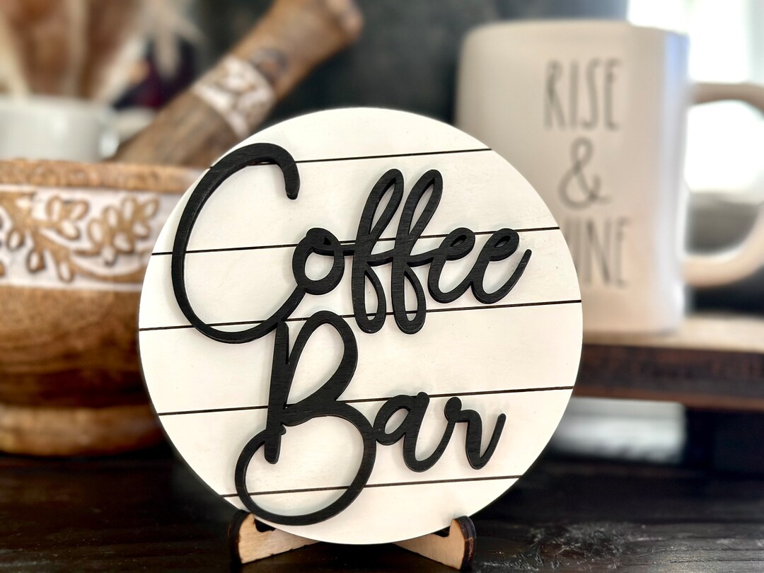 Coffee Bar Sign , Rustic Small Coffee Signs, Round Coffee Signs ...