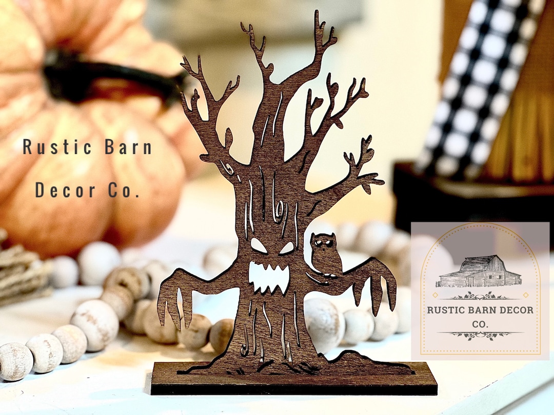 Spooky Tree, Halloween Décor, Black Wooden Tree, Spooky Village ...