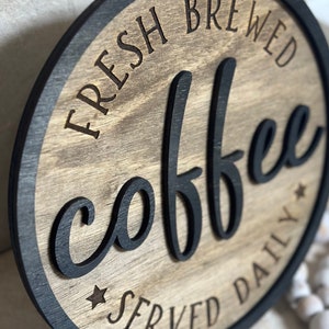 Coffee Bar Sign,fresh Brewed Coffee, Rustic Small Coffee Signs, Round ...
