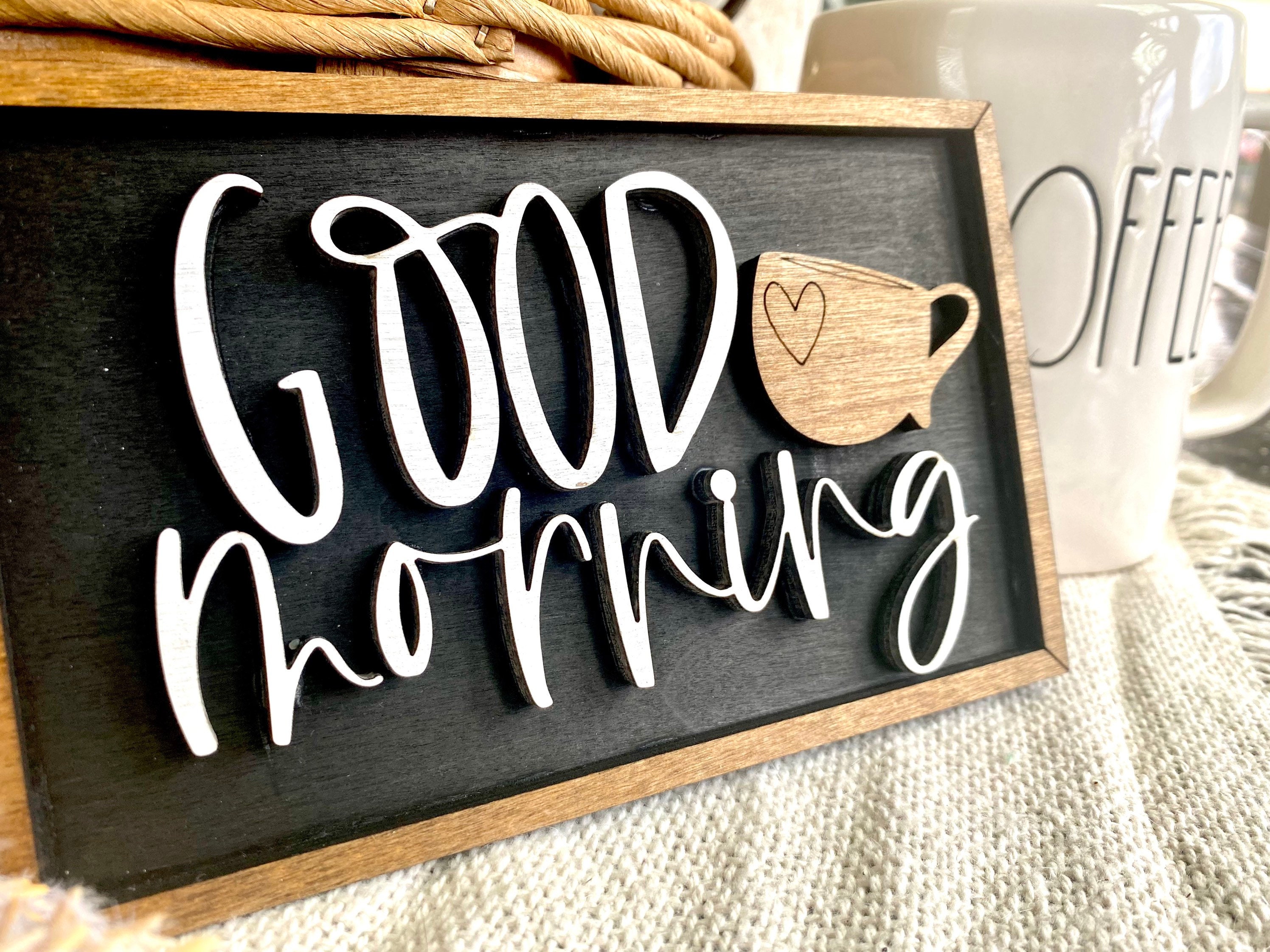 Coffee Barsign Good Morning Coffee Rustic Small Coffee - Etsy