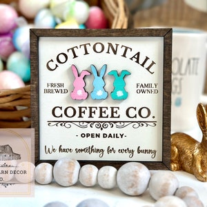 Coffee Bar Easter Decor Sign, Cottontail Coffee Farmhouse, Wooden ...