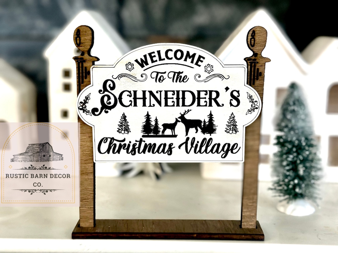 Personalized Christmas Village Sign, Welcome to Our Village Sign ...