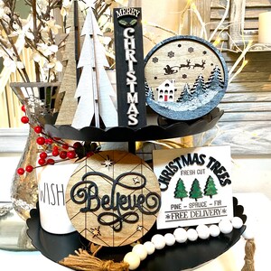 Christmas Tiered Tray Decor Bundle Wooden Trees Christmas - Etsy