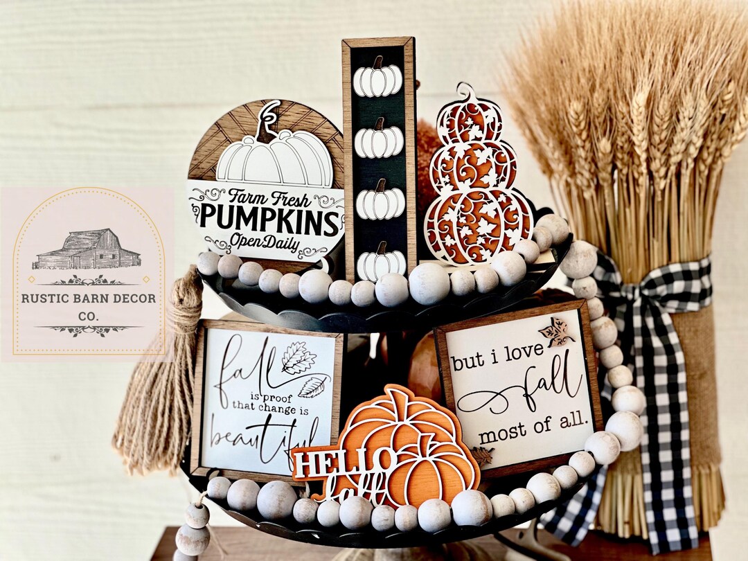 Fall Tiered Tray Decor Bundle, Bumpkin, Fall Mini Signs, Home, Gift ...