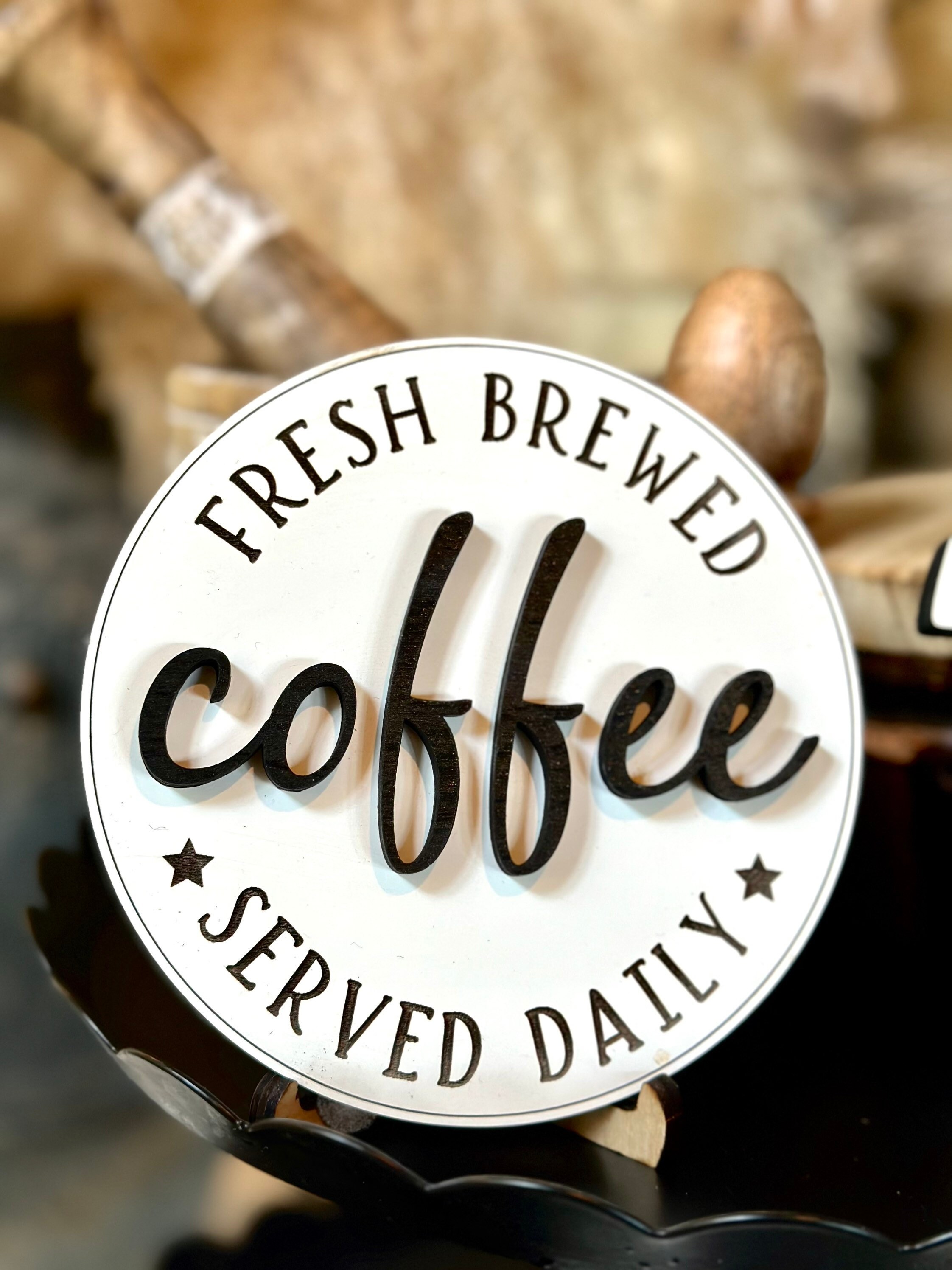 Coffee Bar Sign | Coffee Tiered Tray Decor | Coffee Served Daily Sign ...