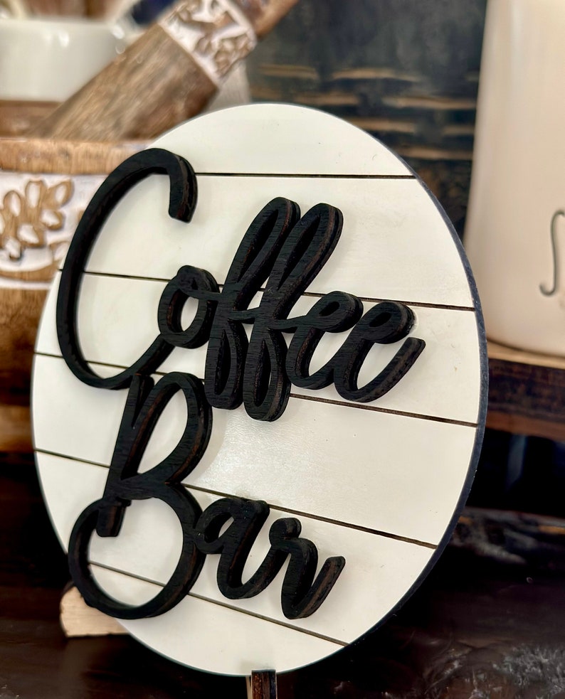 Coffee Bar Sign Rustic Small Coffee Signs Round Coffee - Etsy