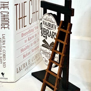 Personalized Library Sign, Mini Wooden Signpost With Ladder Library ...