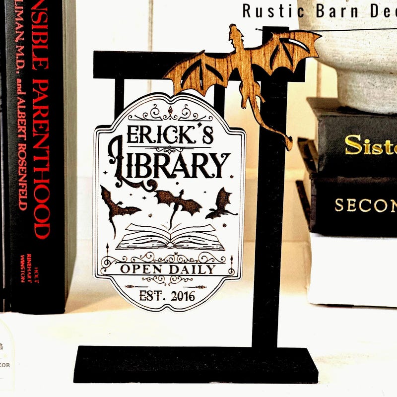 Library Sign - Etsy