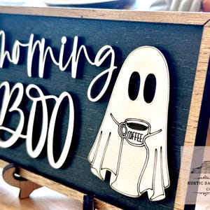 Morning Boo Halloween, Coffee Bar Decor Sign, Ghost Frame, Halloween ...