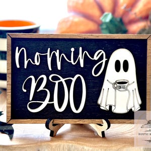 Morning Boo Halloween, Coffee Bar Decor Sign, Ghost Frame, Halloween ...