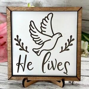 Easter Tiered Tray Decor , Easter Tier Tray , He is Risen, Religious ...