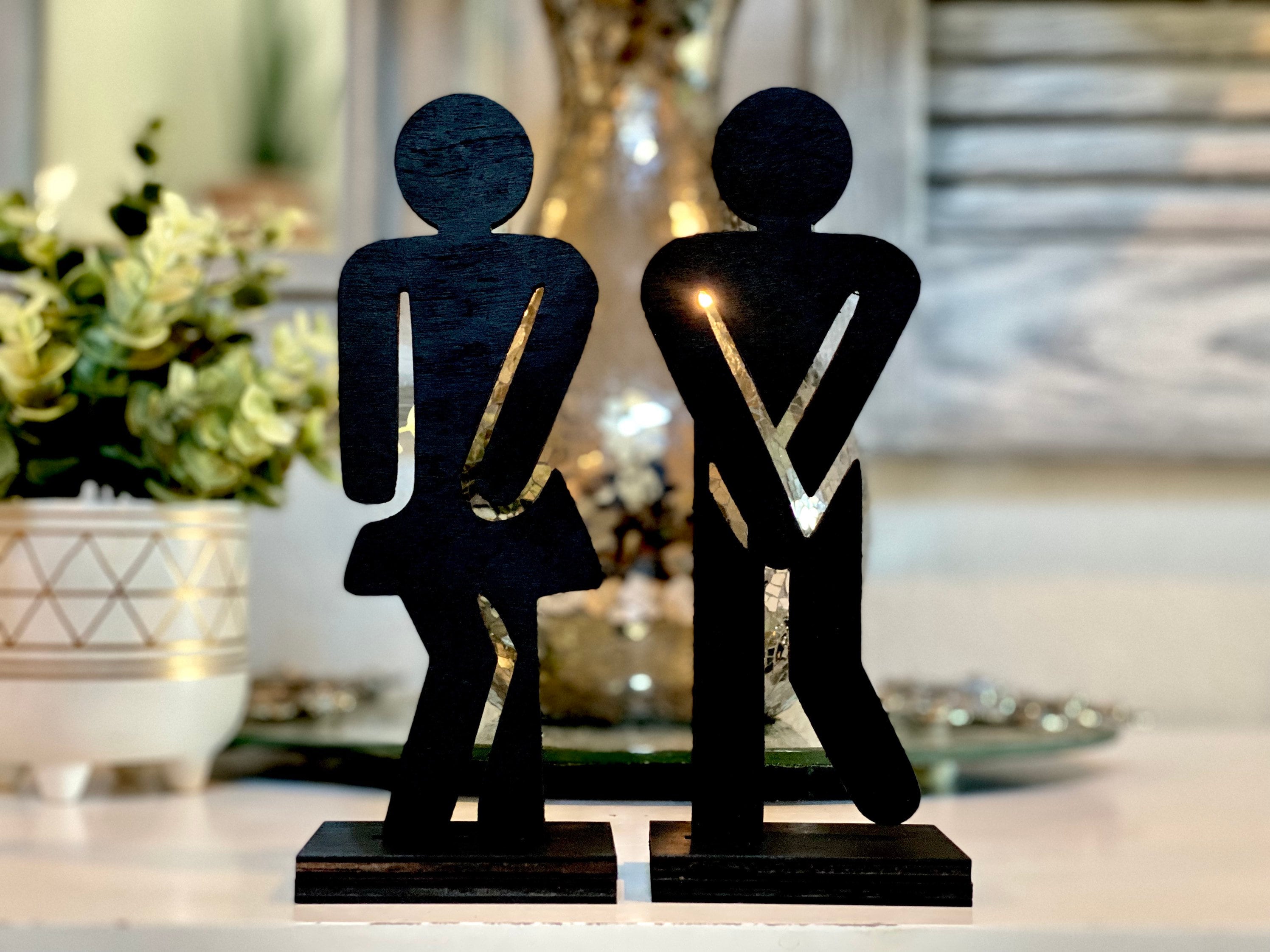 Bathroom Sign People Wood Men and Women Set of 2 Bathroom - Etsy