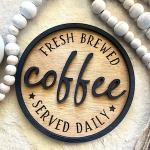 Coffee Bar Sign,fresh Brewed Coffee, Rustic Small Coffee Signs, Round ...