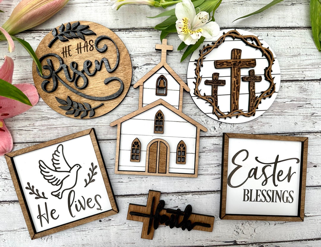 Easter Tiered Tray Decor, Easter Blessings, Easter Decor, He is Risen ...