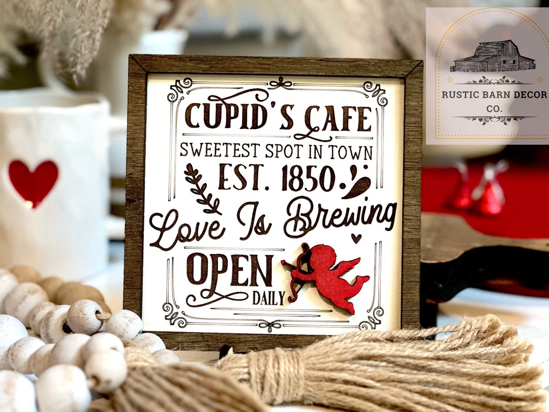 Cupid’s Cafe Valentine's Day Sign | Valentines Day Coffee Bar ...