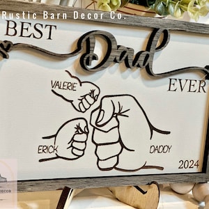 Personalized Father's Day Gift, Fist Bump, Dad and Kids Framed Sign ...