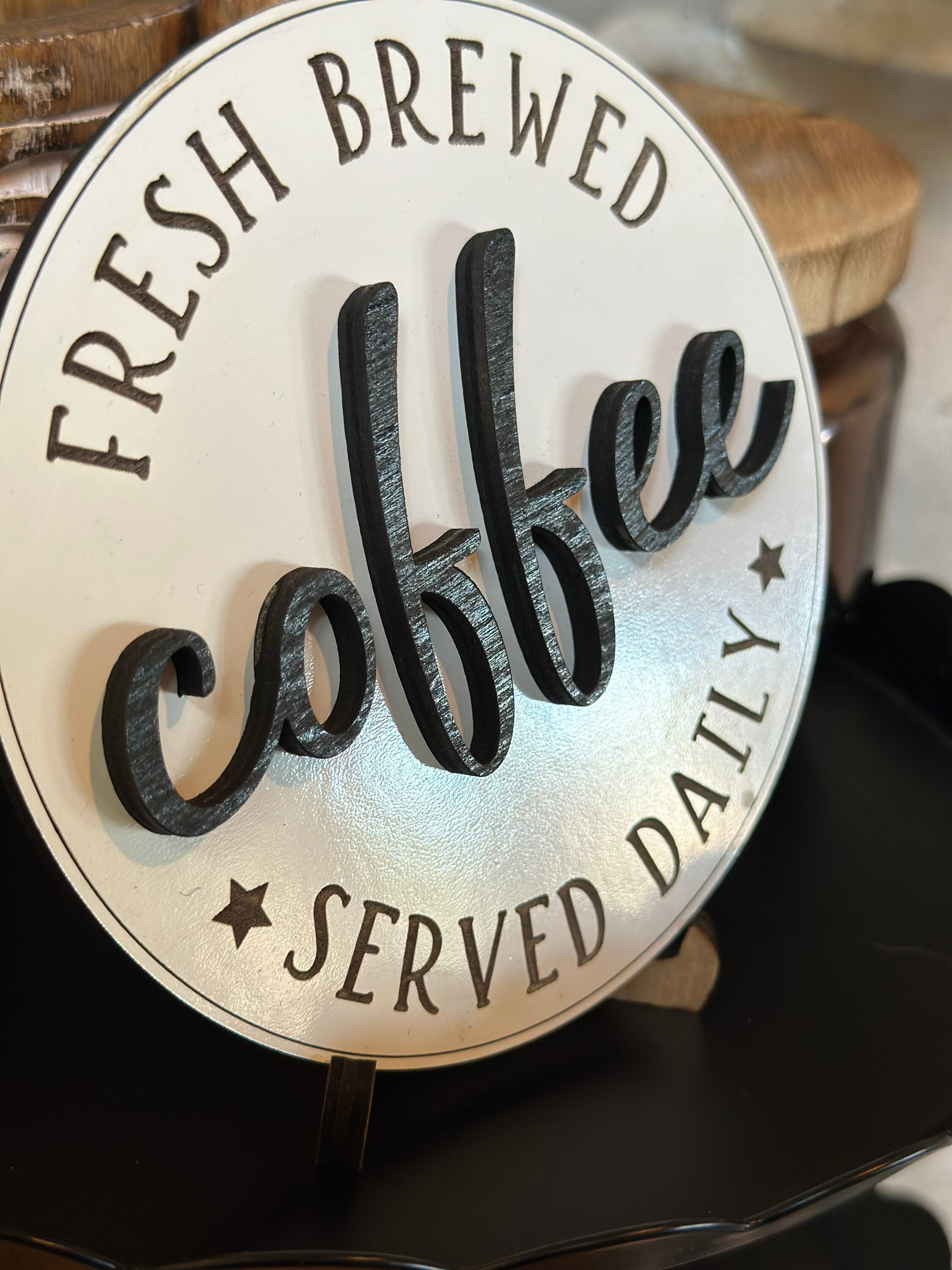 Coffee Bar Sign | Coffee Tiered Tray Decor | Coffee Served Daily Sign ...