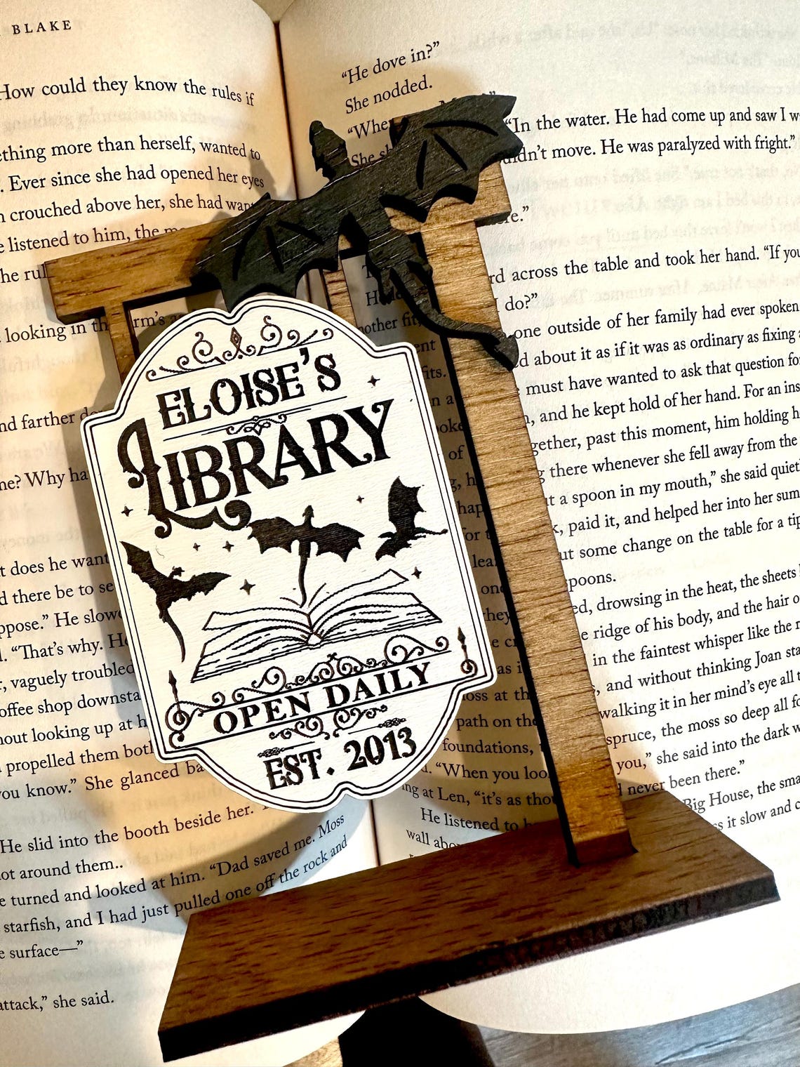 Personalized Library Sign, Mini Wooden Signpost Fantasy Dragon, Library ...